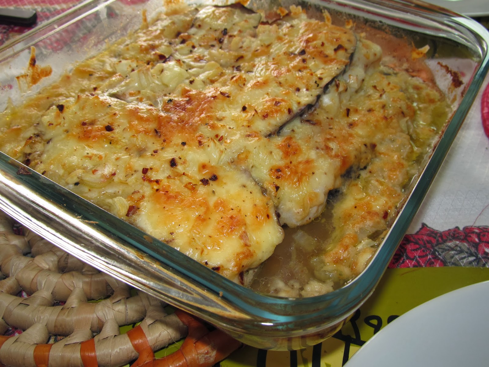 Cozinha do Uldarico: FILÉ DE PEIXE ASSADO COM BERINJELA